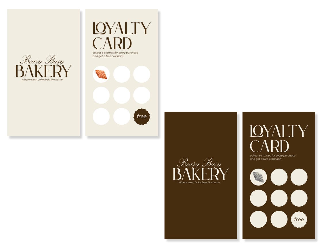 Loyalty Card Design Template for Cafes Bakeries and Restaurants ...