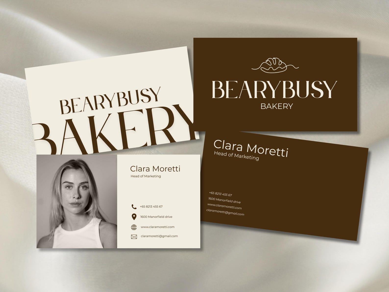 Customizable Business Cards Design Template Canva for Bakery Cafe and ...