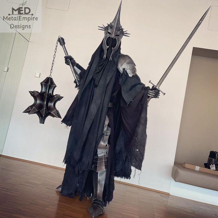 Nazgul Ringwraith Full Costume: Steel Helmet, Gauntlets, Cloak - Lord ...