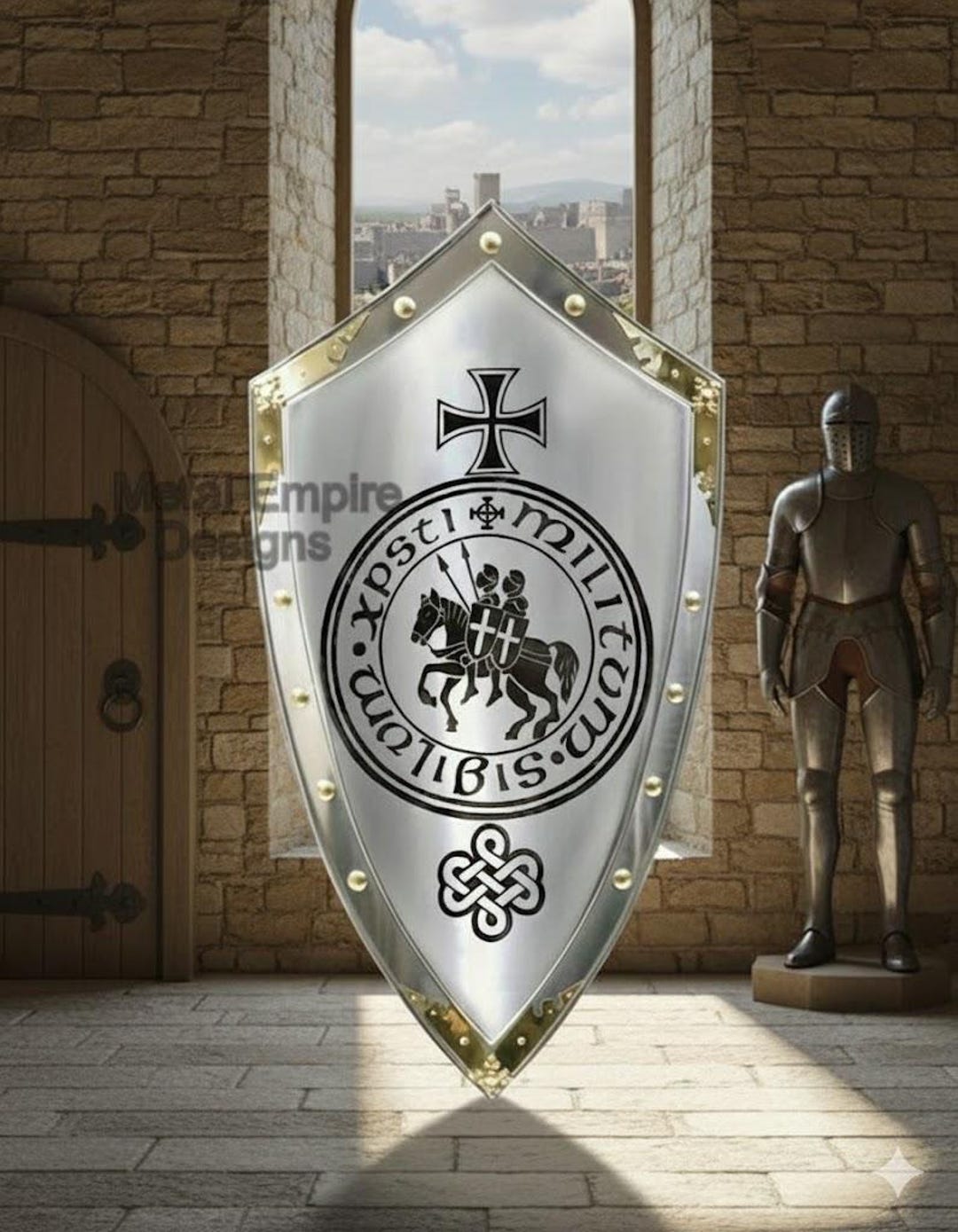 Medieval Templar Knight Shield | Handcrafted Steel Armor With Engraving ...