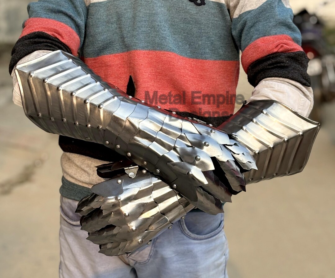 Handcrafted Medieval Steel Gauntlets With Extended Arm Guards – Fully ...