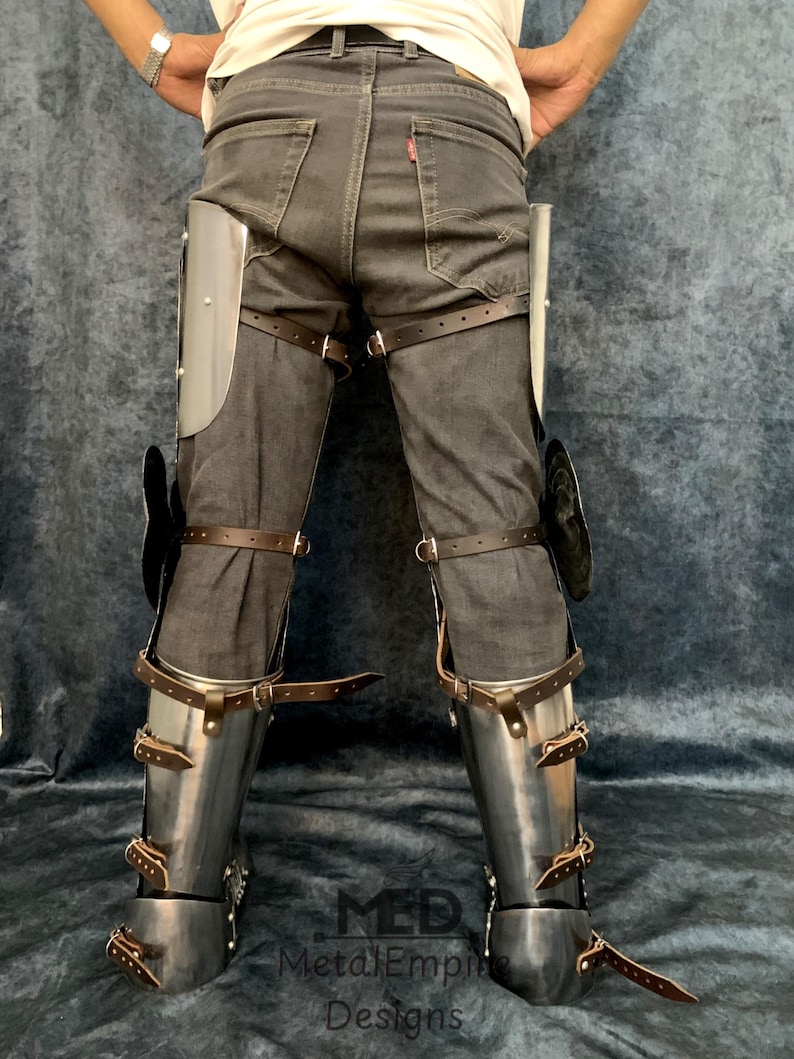 Gothic Leg Armor Set – Medieval Knight Thigh & Shin Guards | 18G Steel ...