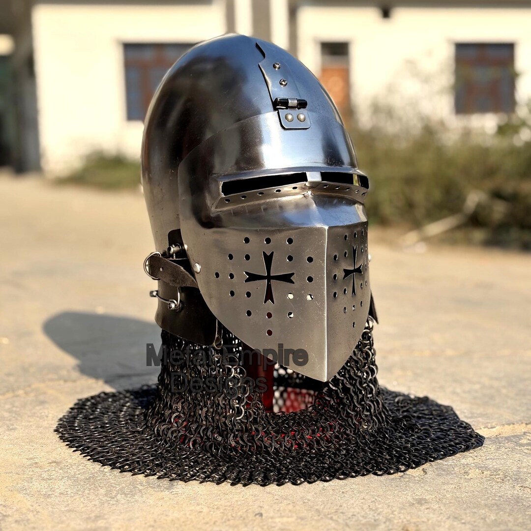 Medieval Buhurt Helmet Armor Klapvisor Knight Combat Bascinet Armored ...