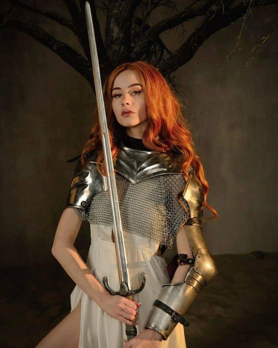 Medieval Female Knight Steel Shoulder Armor With Single Bracer and ...