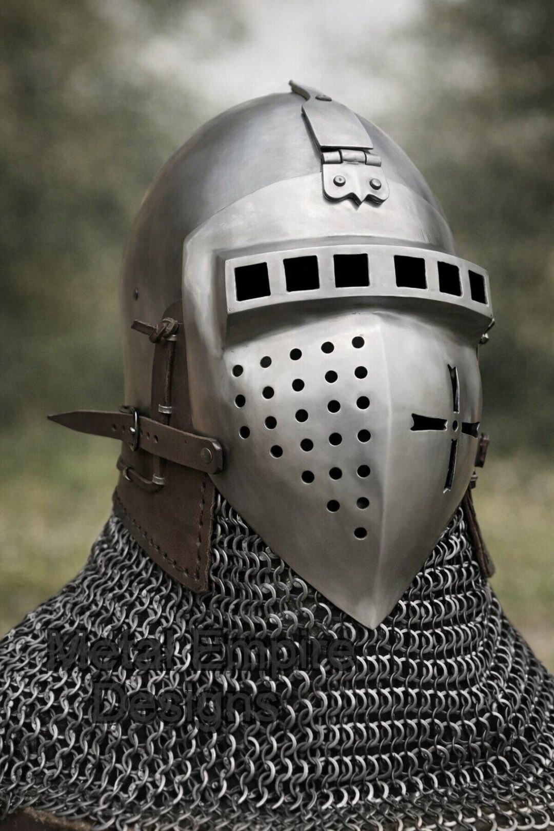 Handcrafted Medieval Knight Helm Helmet With Chainmail Coif Handmade ...