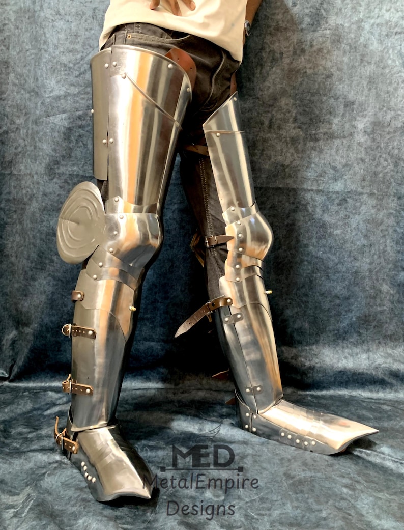 Gothic Leg Armor Set – Medieval Knight Thigh & Shin Guards | 18G Steel ...