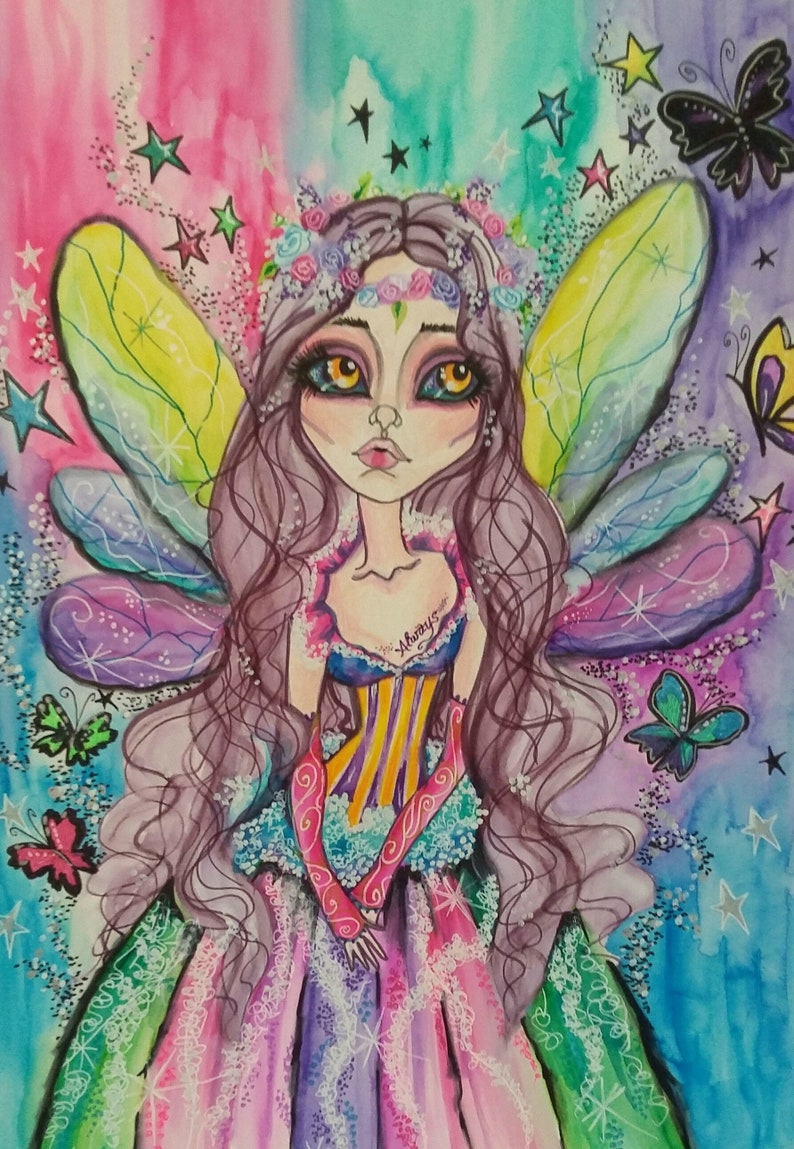 Wistful Fairy Fantasy Fairy Big Eye Rainbow Fairy Art by - Etsy