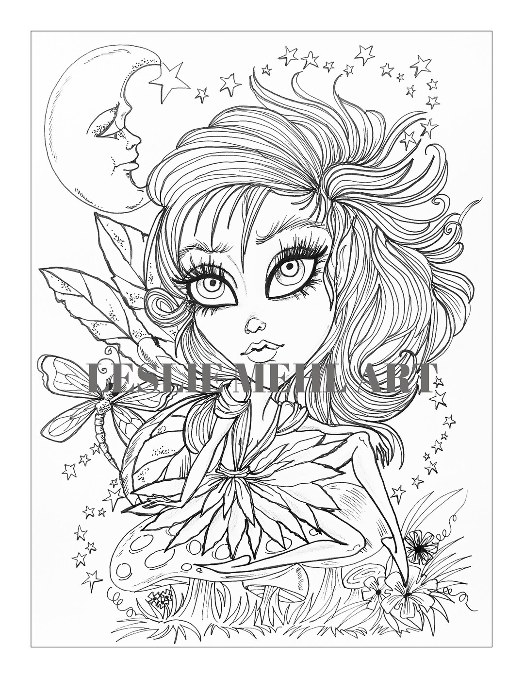 Fairy Tale- Coloring Page Bigeye Fantasy Printable Download by Leslie ...