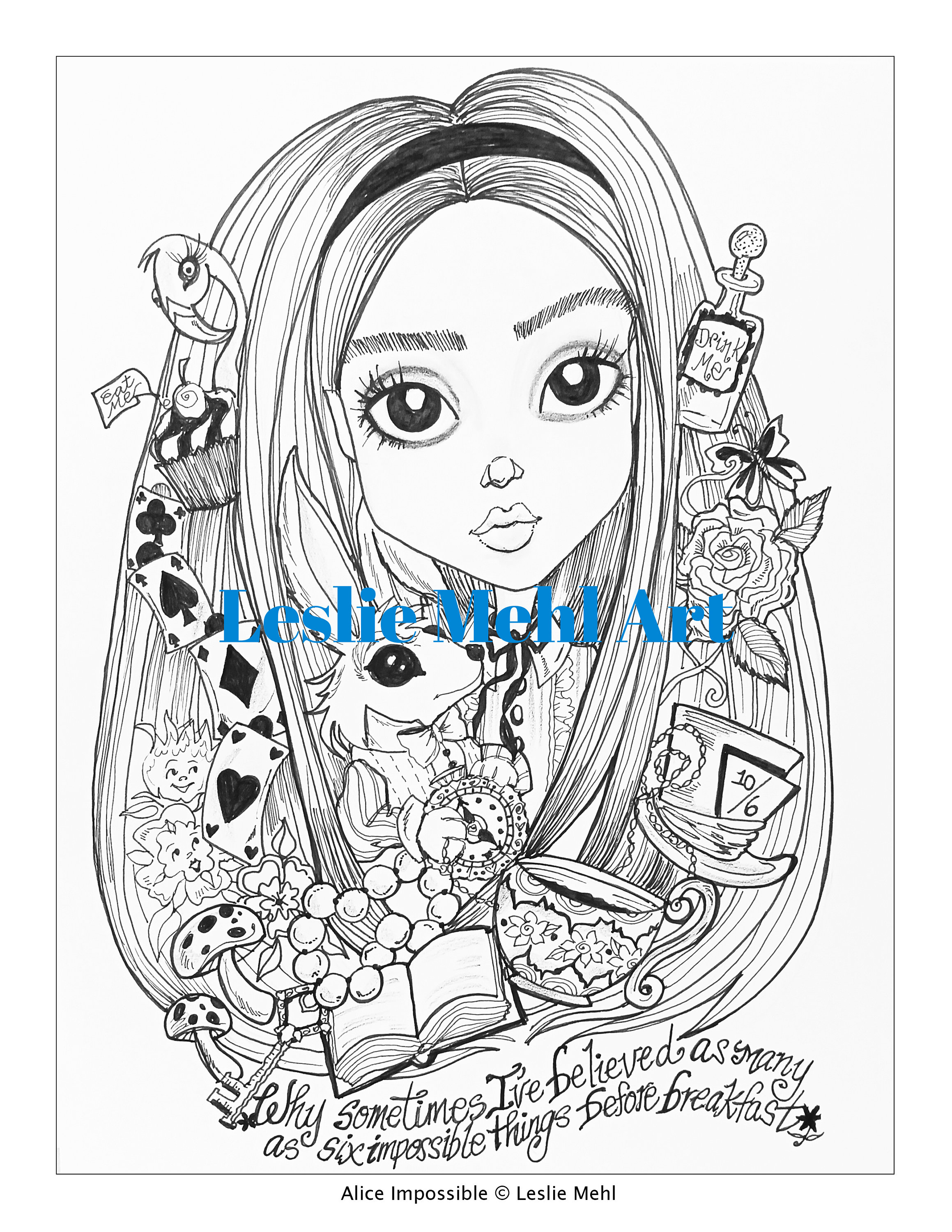 Printable Coloring Book- Alice and Friends Coloring Book -digital ...