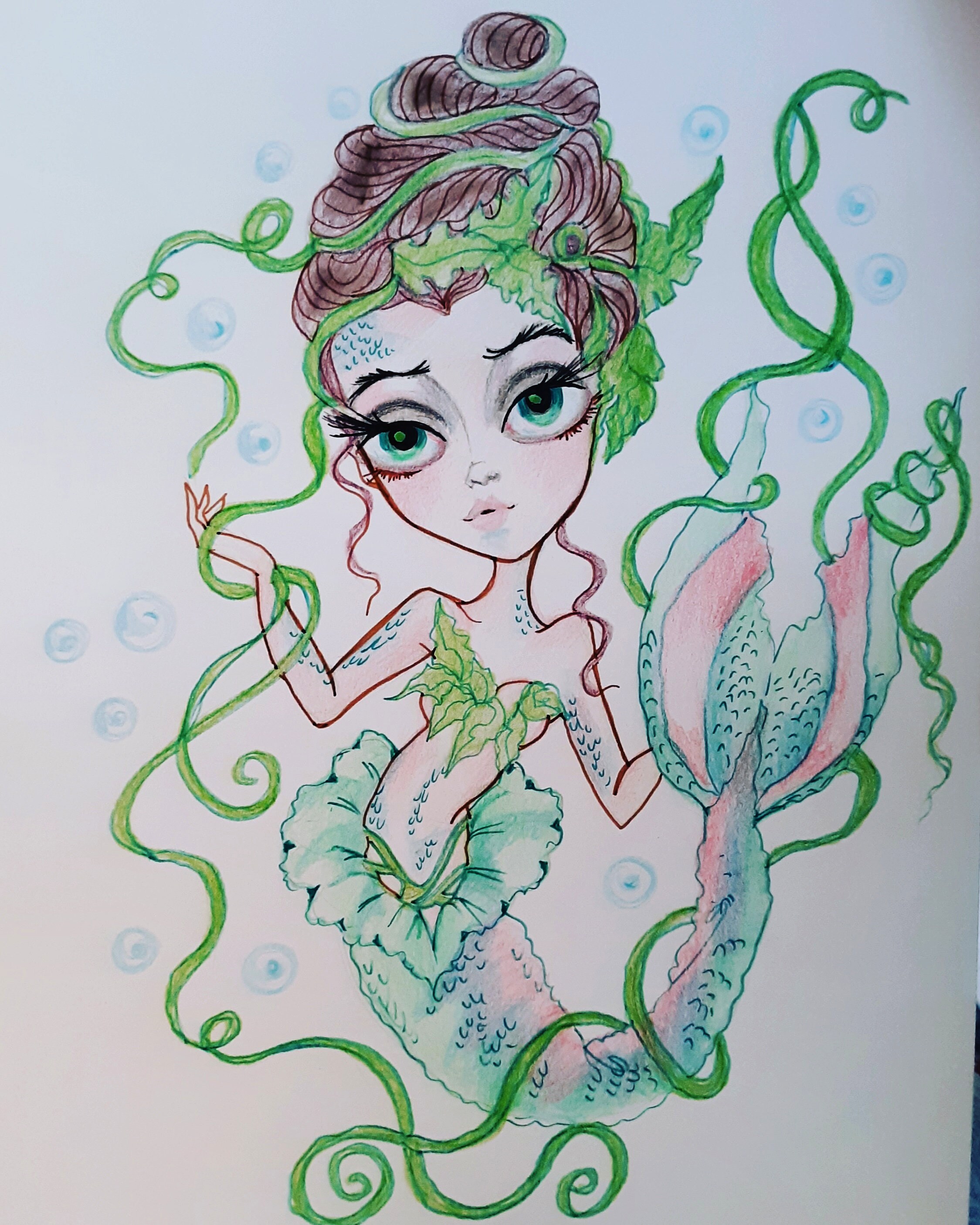 Goddess Mermaid Fantasy Siren Big Eye Art Print | Etsy