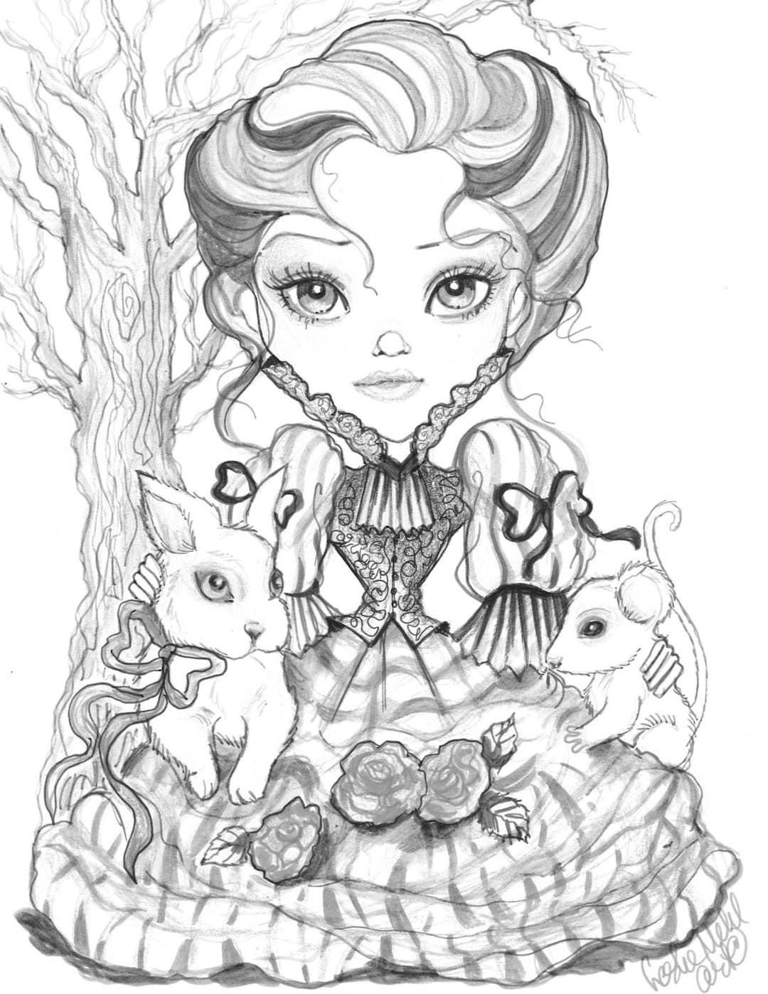 Adult Coloring Page - Grayscale - Printable Page- Digital Download ...