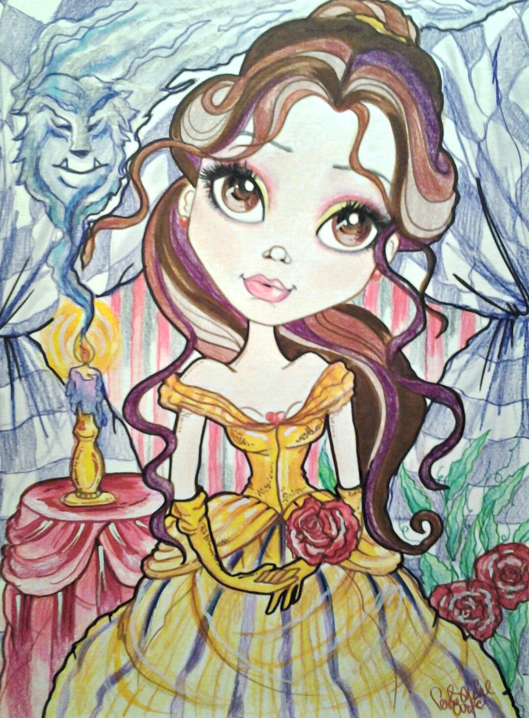 Fairytale Fantasy Belle and the Roses Beauty and the Beast Art Print by ...