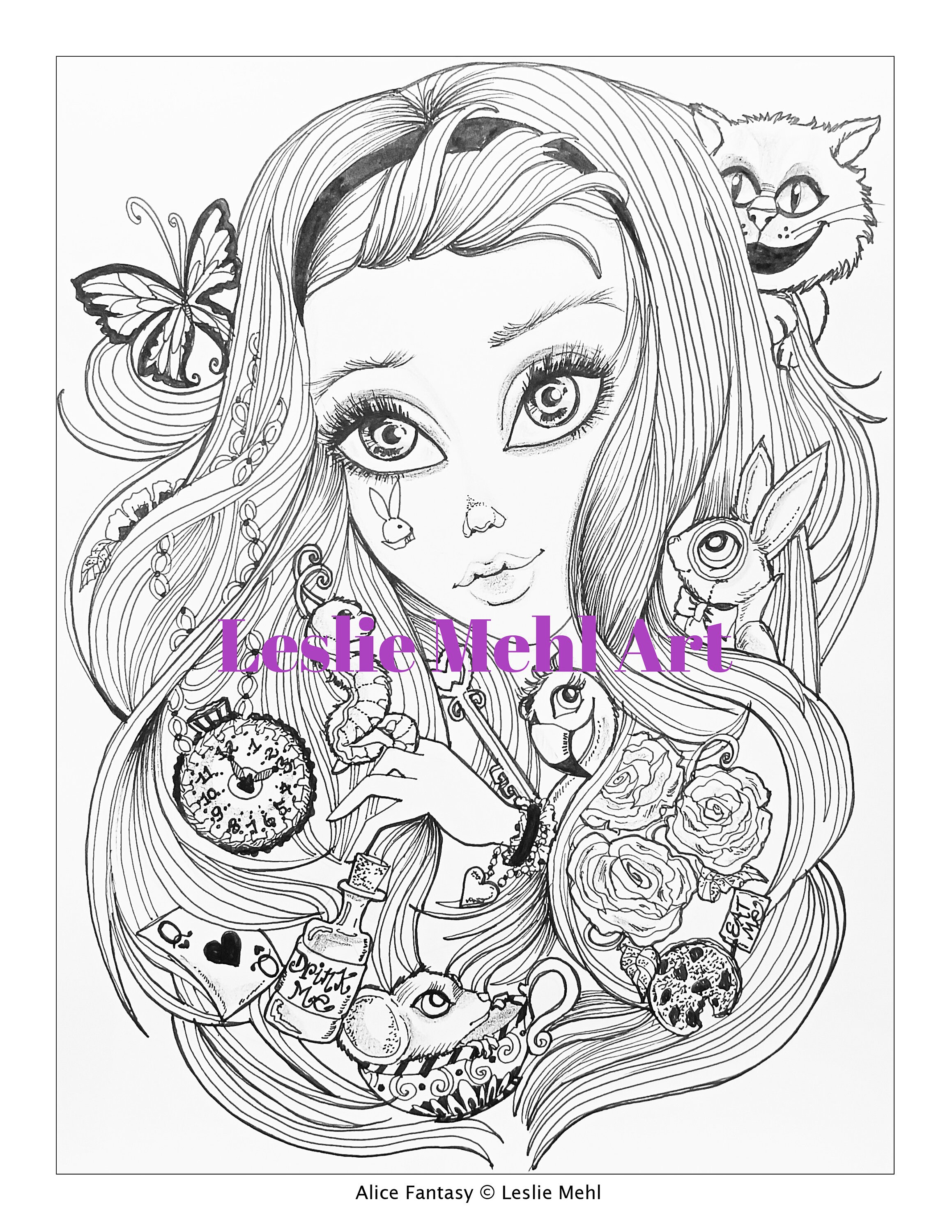 Printable Coloring Book- Alice and Friends Coloring Book -digital ...