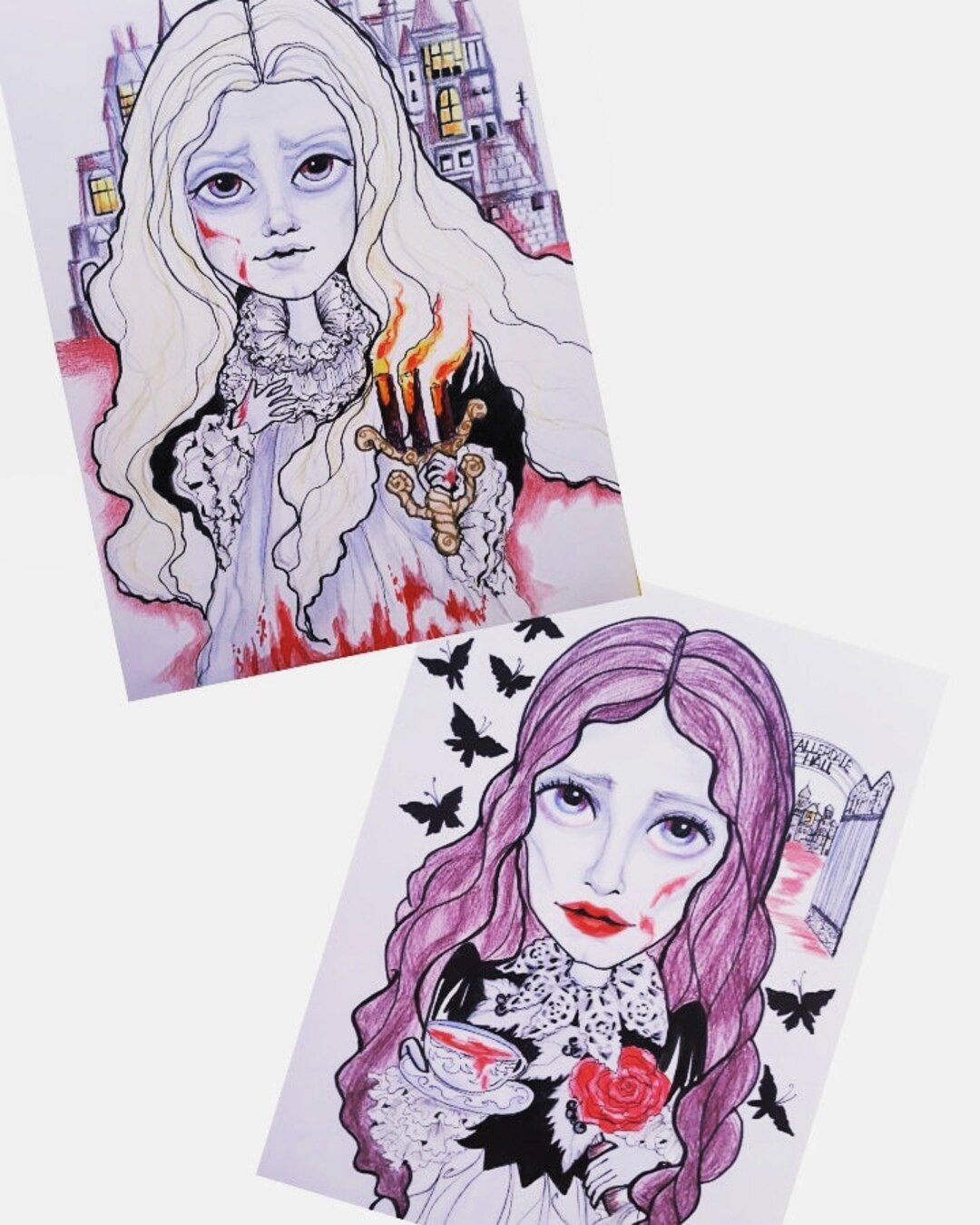 Horror Edith & Lucille Set Crimson Peak Inspired Fantasy Lowbrow Art ...