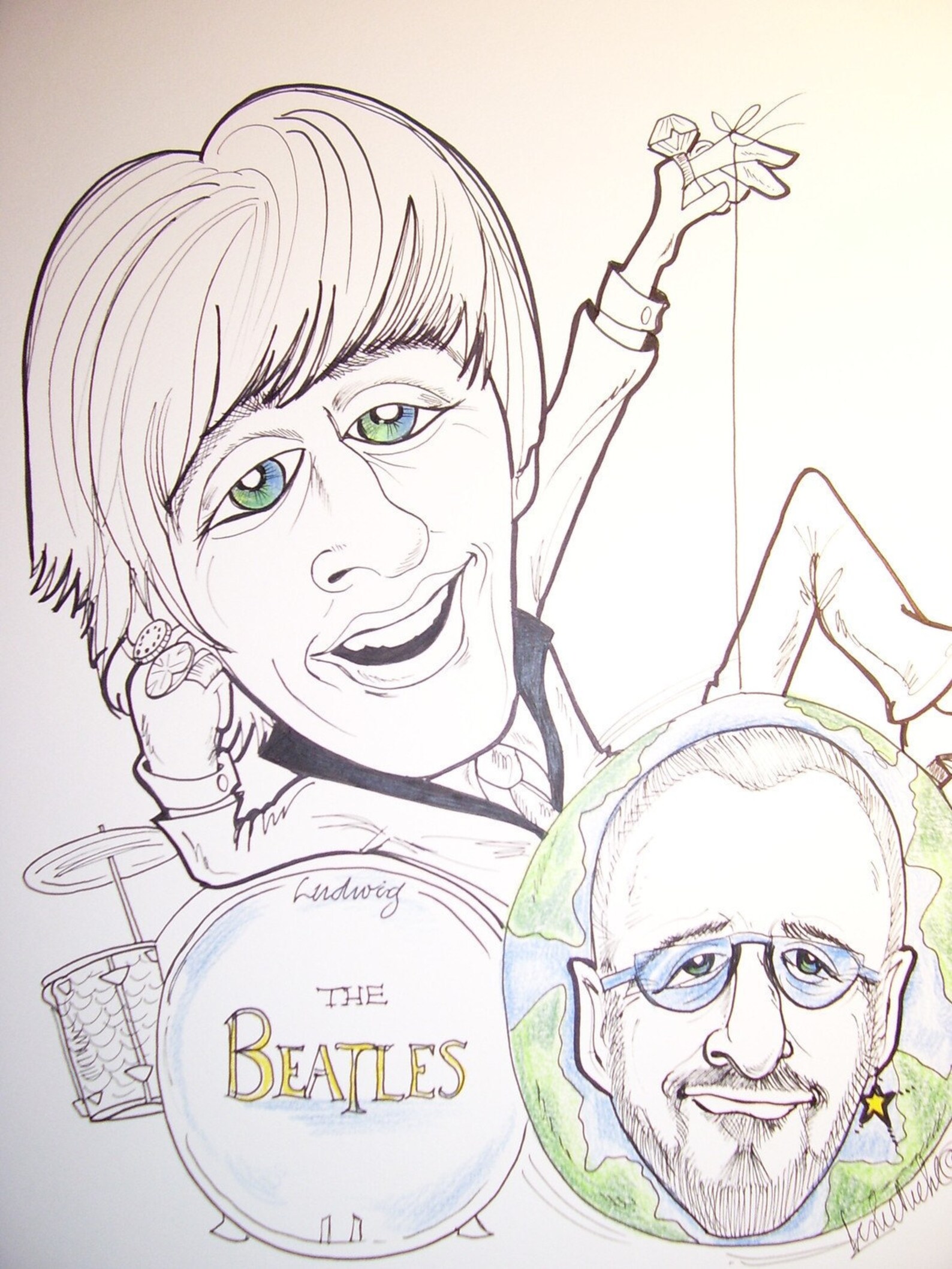 Ringo Starr Rock Portrait Rock and Roll Caricature Music Art - Etsy
