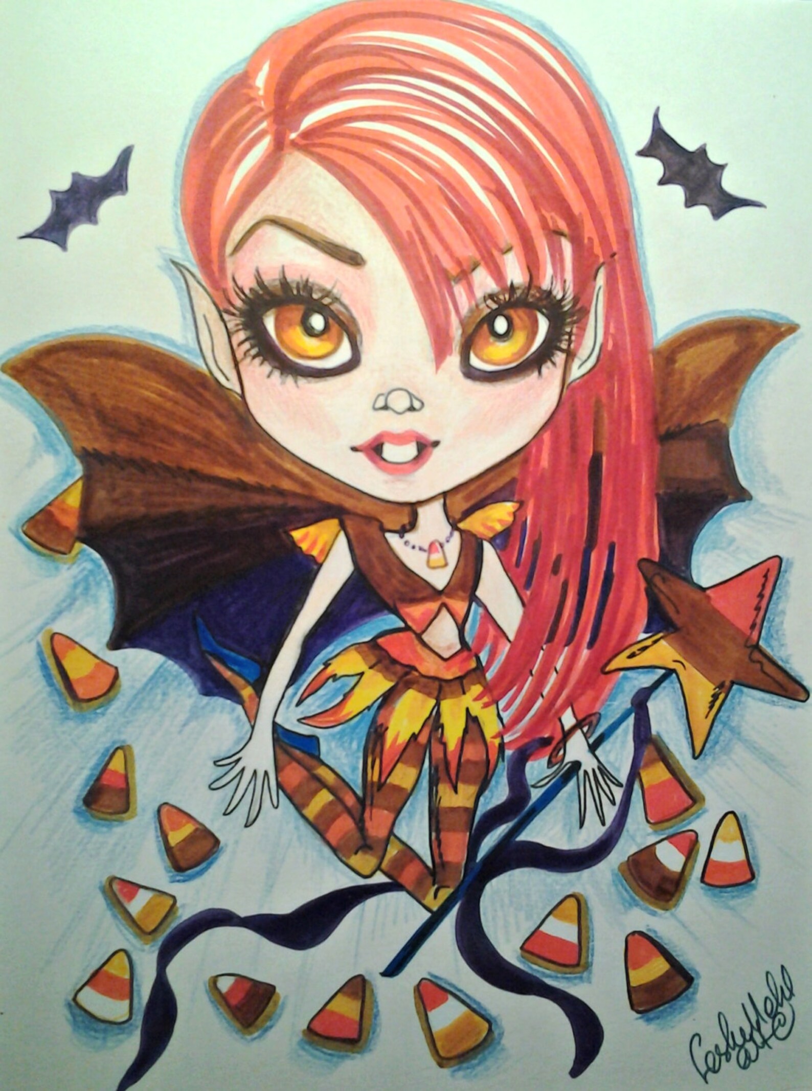 Candy Corn Fairy Halloween Candy Fantasy Big Eye Art Print - Etsy
