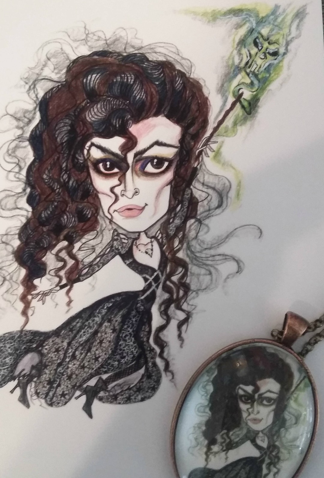 The Bellatrix Witch Fantasy Face Horror Art Pendant Big Eye Pendant - Etsy