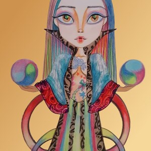 The Oracle, Fortune Teller ,big Eye, Fantasy Art Print With Background ...