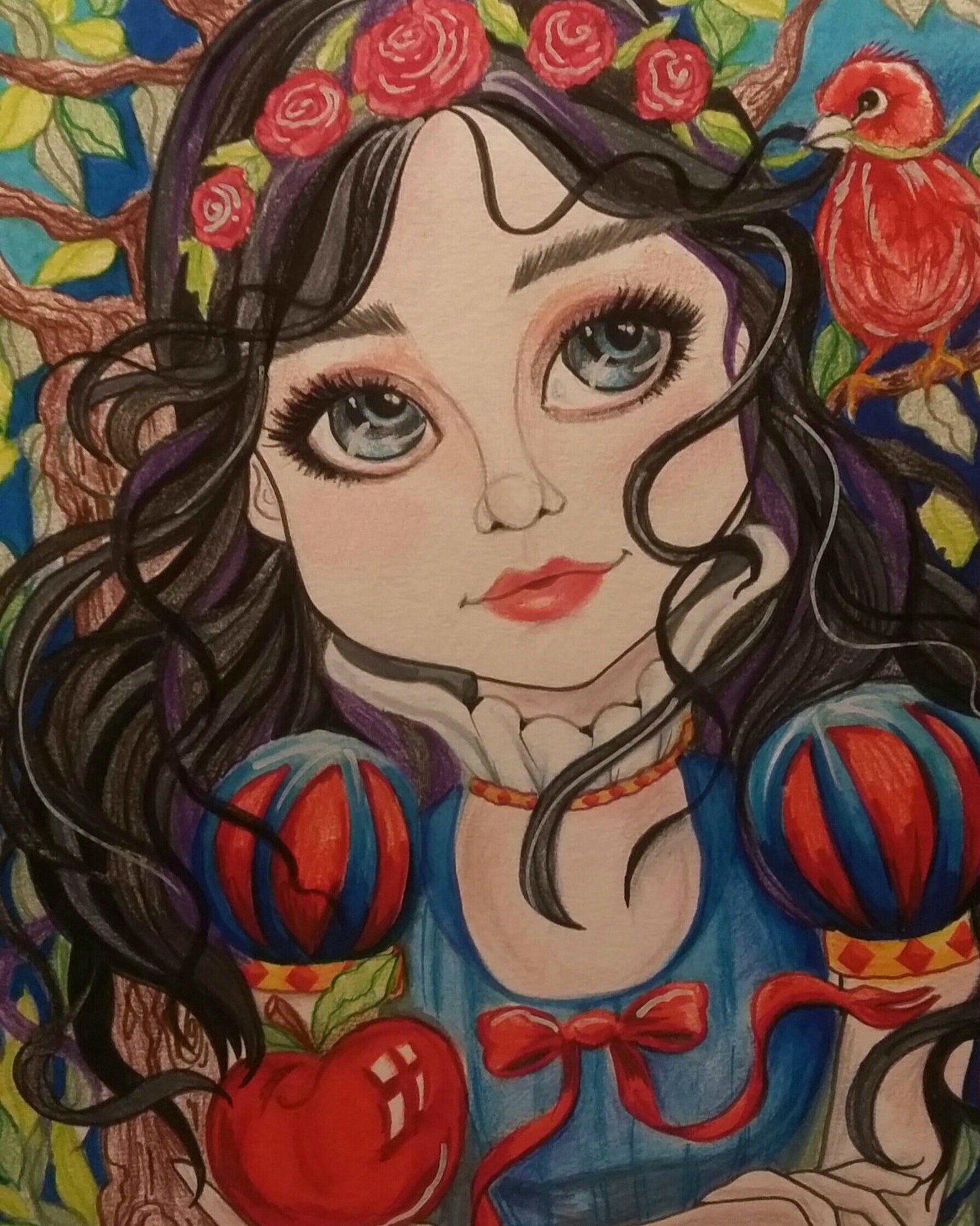Snow White in the Forest Fairytale Fantasy Print by Leslie Mehl - Etsy