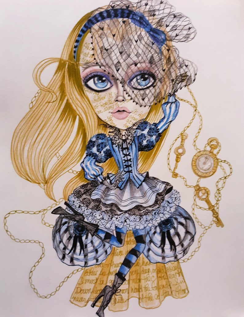 Steampunk Alice Original Art One of A Kind Alice in Wonderland - Etsy