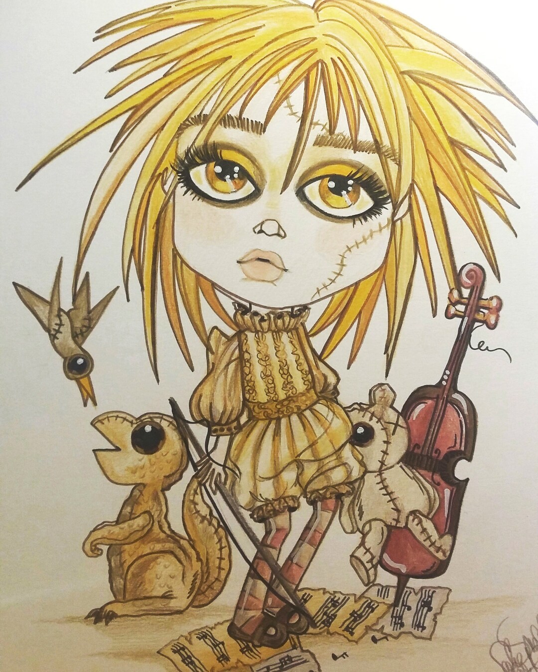 Bad Baby Music Party Lowbrow Big Eye Art Print by Leslie Mehl - Etsy