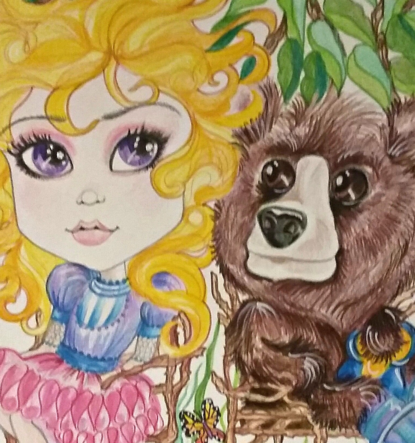 Fairytale Fantasy Goldilocks and Baby Bear Art Print by Leslie | Etsy