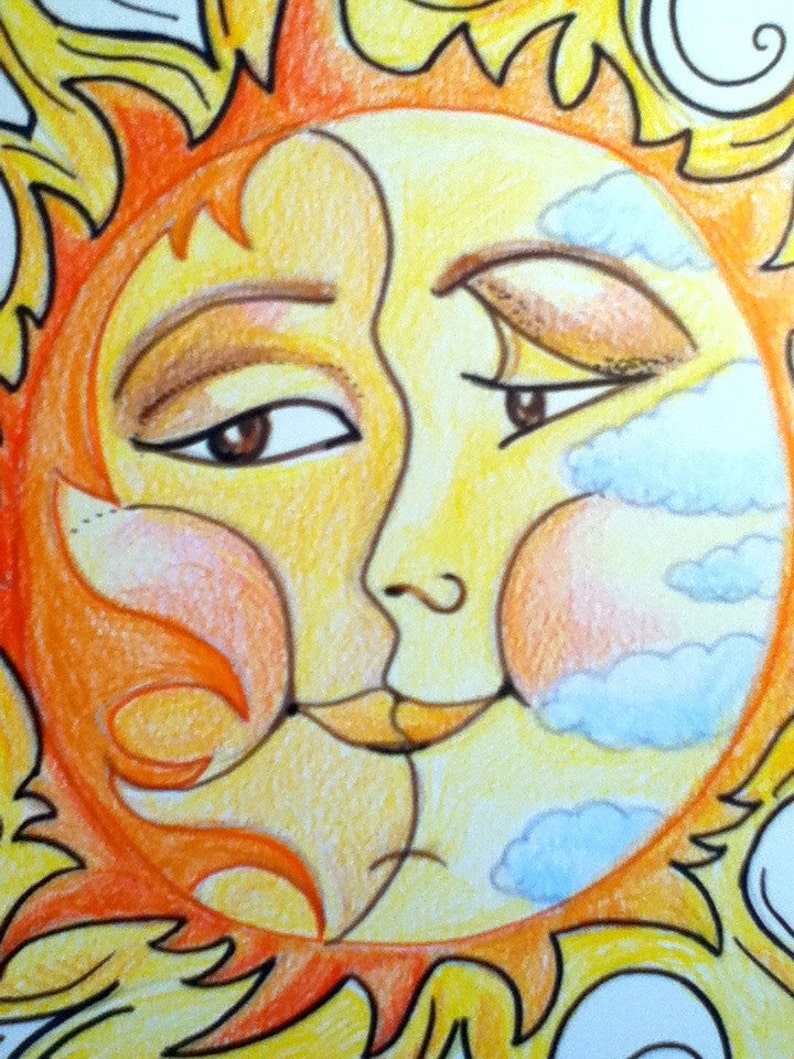 Sun Moon Faces Art Print 8.5 x 11 | Etsy