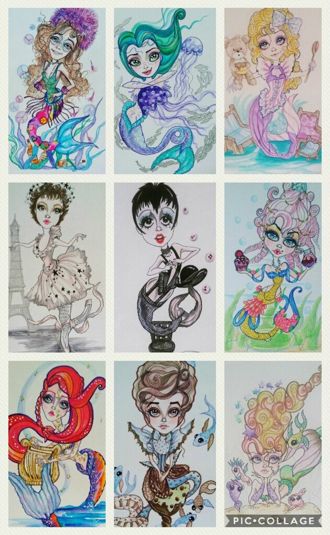 9 Mermaid Fantasy Art Prints Set#2 Janis Savory Cabaret Petit Trianon ...