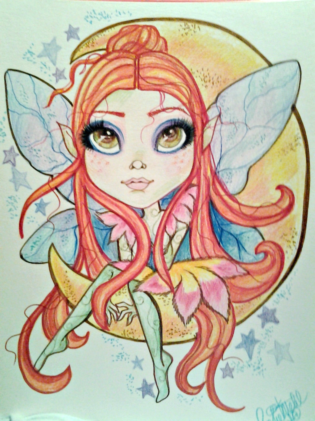 Fairy Moon Big Eye Goodnight Moon Fantasy Art Print by Leslie Mehl - Etsy