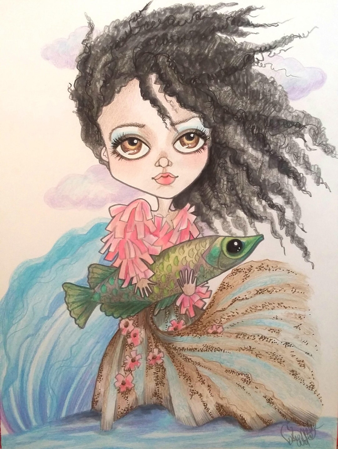 Fantasia Big Eye Lowbrow Pop Surrealism Art Print by Leslie Mehl Lart ...