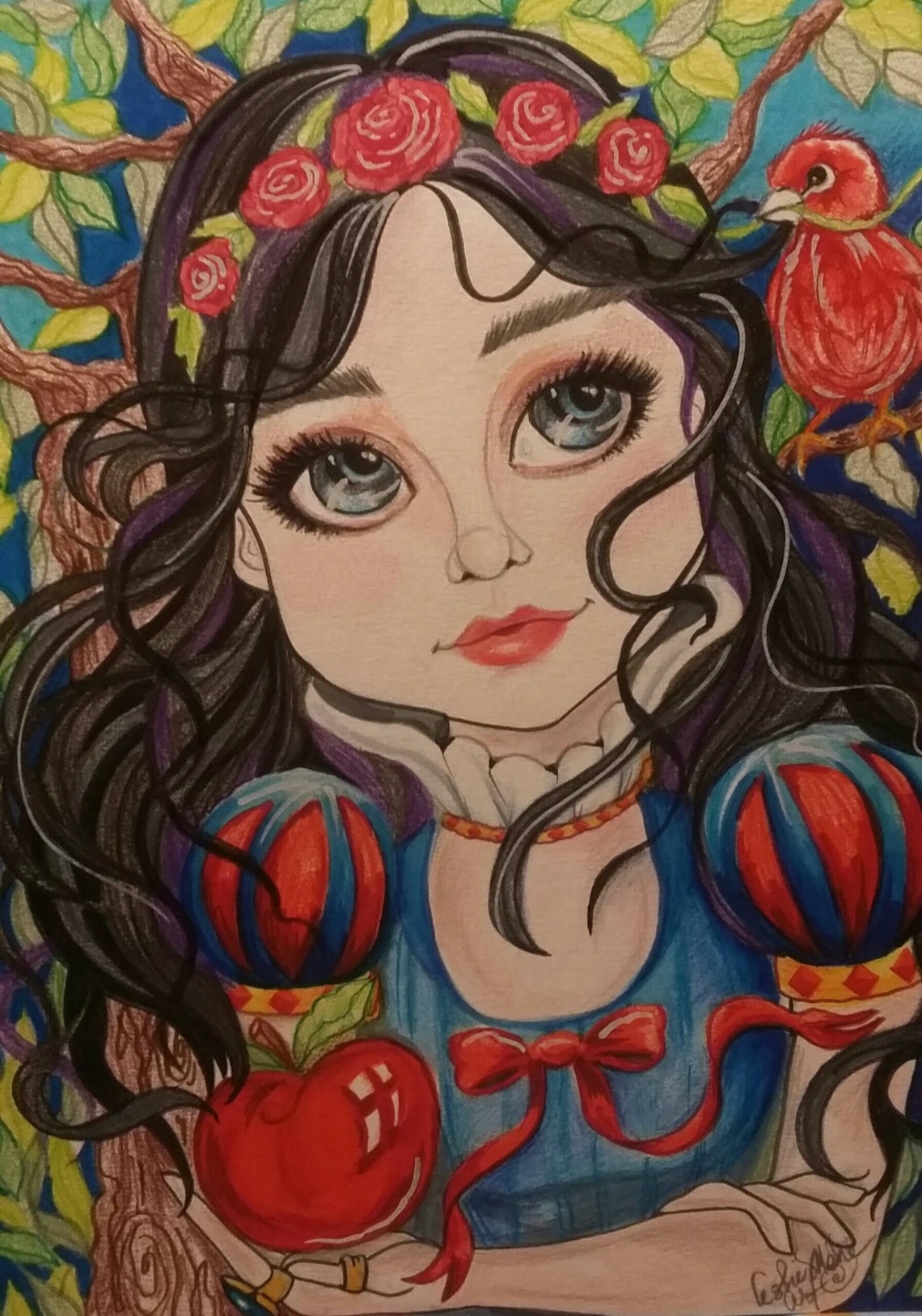 Snow White in the Forest Fairytale Fantasy Print by Leslie - Etsy