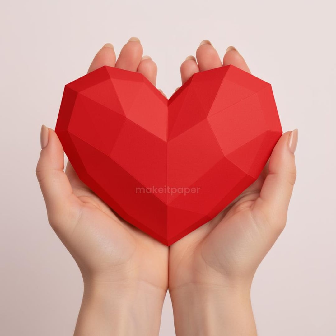 3D Papercraft Heart Template | Diy Printable Heart PDF SVG DXF ...