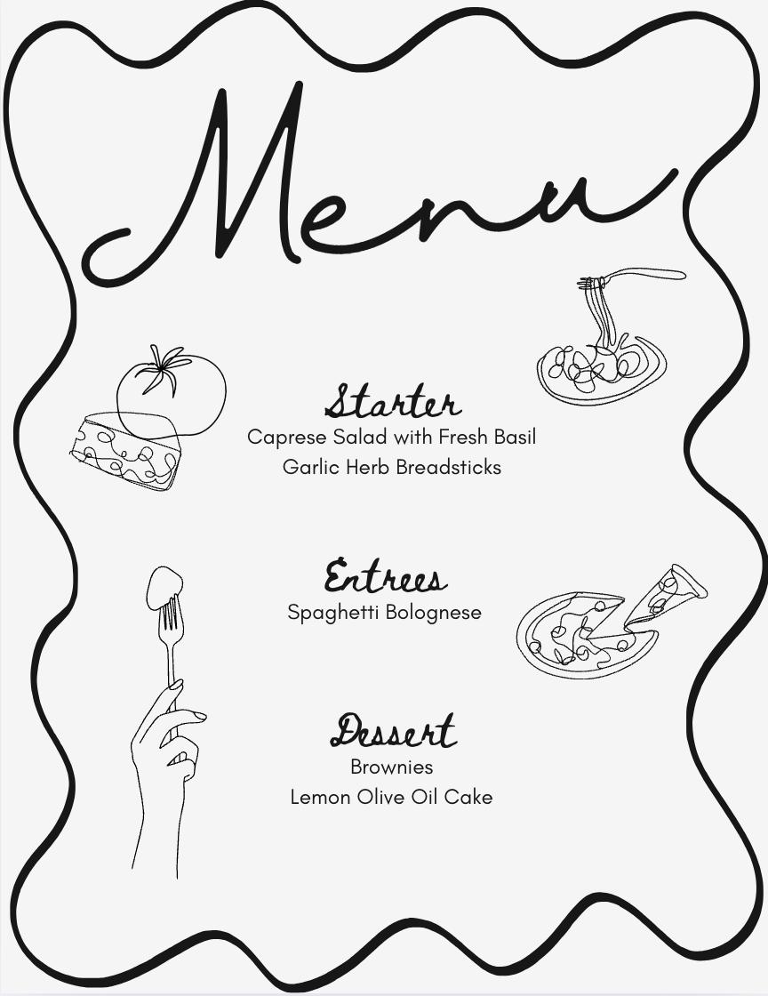 Minimalist Dinner Party Menu Template: Ink Line Art, Editable Canva ...