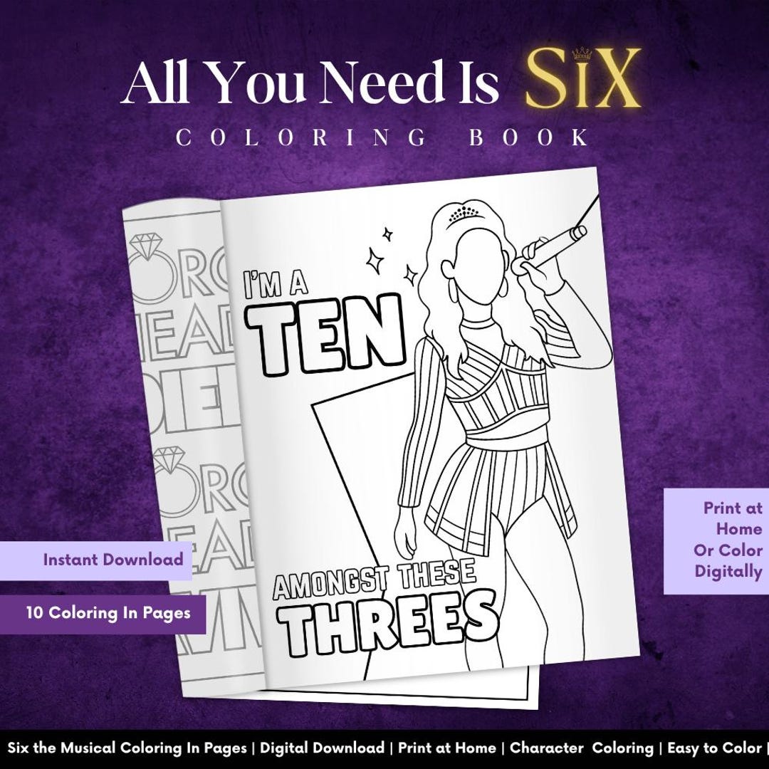 Instant Download SIX Coloring Book | 9 Digital Character Coloring ...