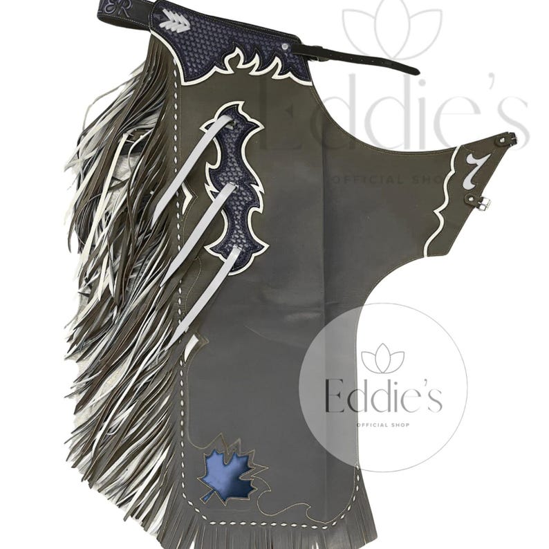 Gray Custom Rodeo Leather Chaps – Handmade Cowboy Bull Riding Chaps ...