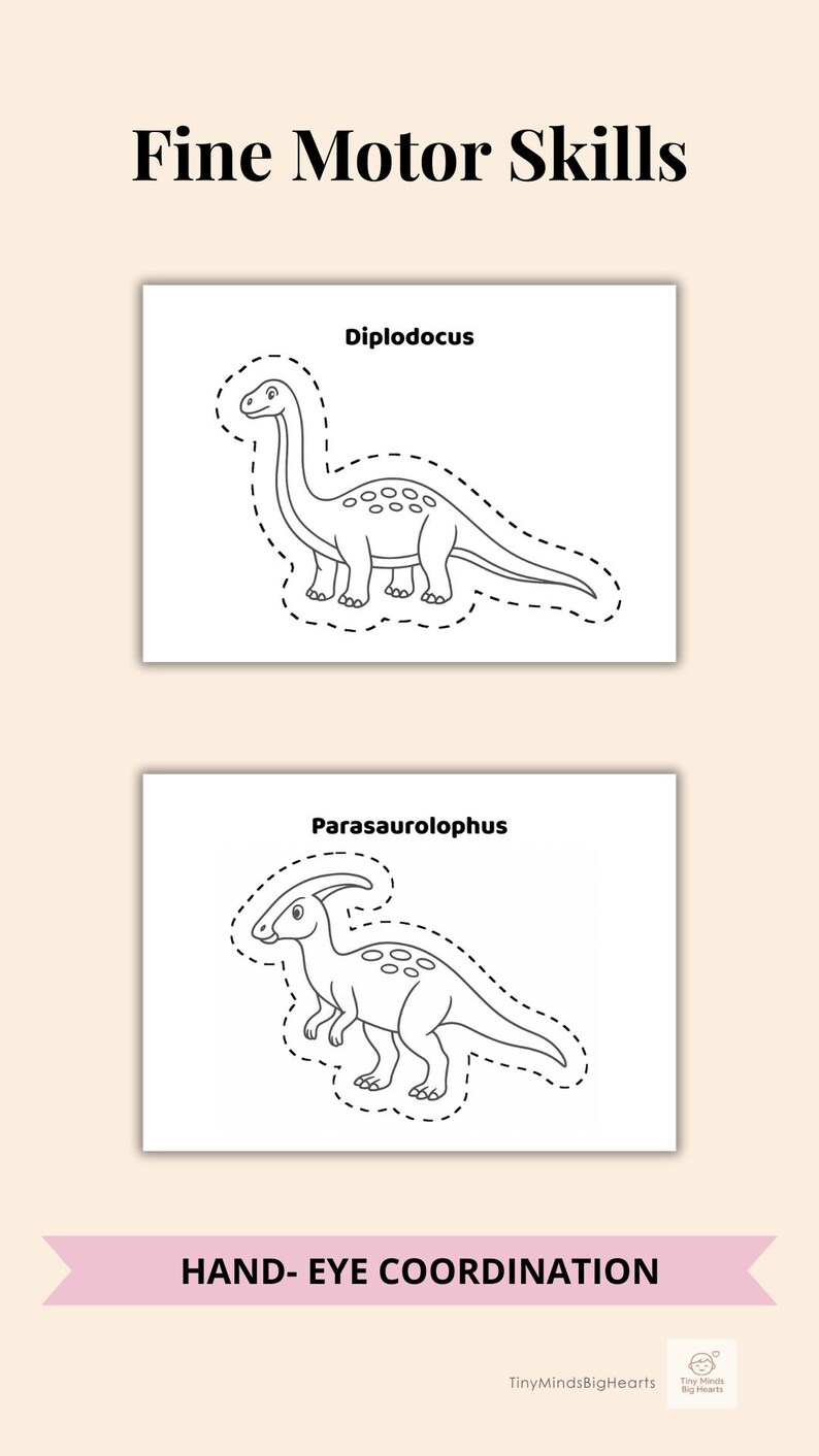 Printable Dinosaur Cutout (scissor Skills) Worksheets for Kids – Cut ...