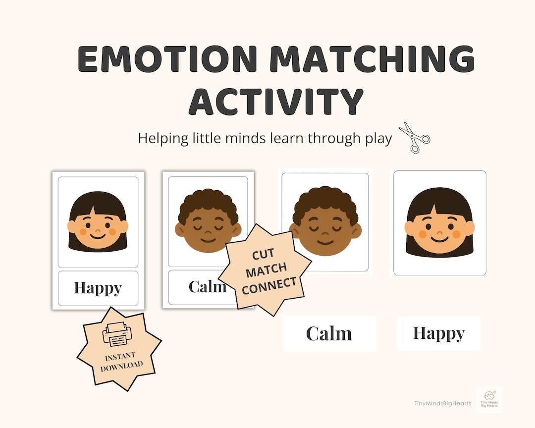 Emotion Matching Cards, Feelings Printable Activity (PDF) - Etsy