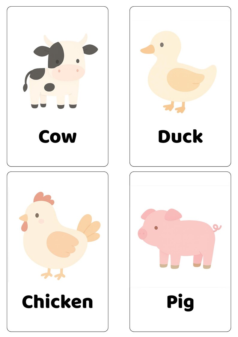 Farm Animal Flashcards for Toddlers | Montessori Printable Cards | Kids ...
