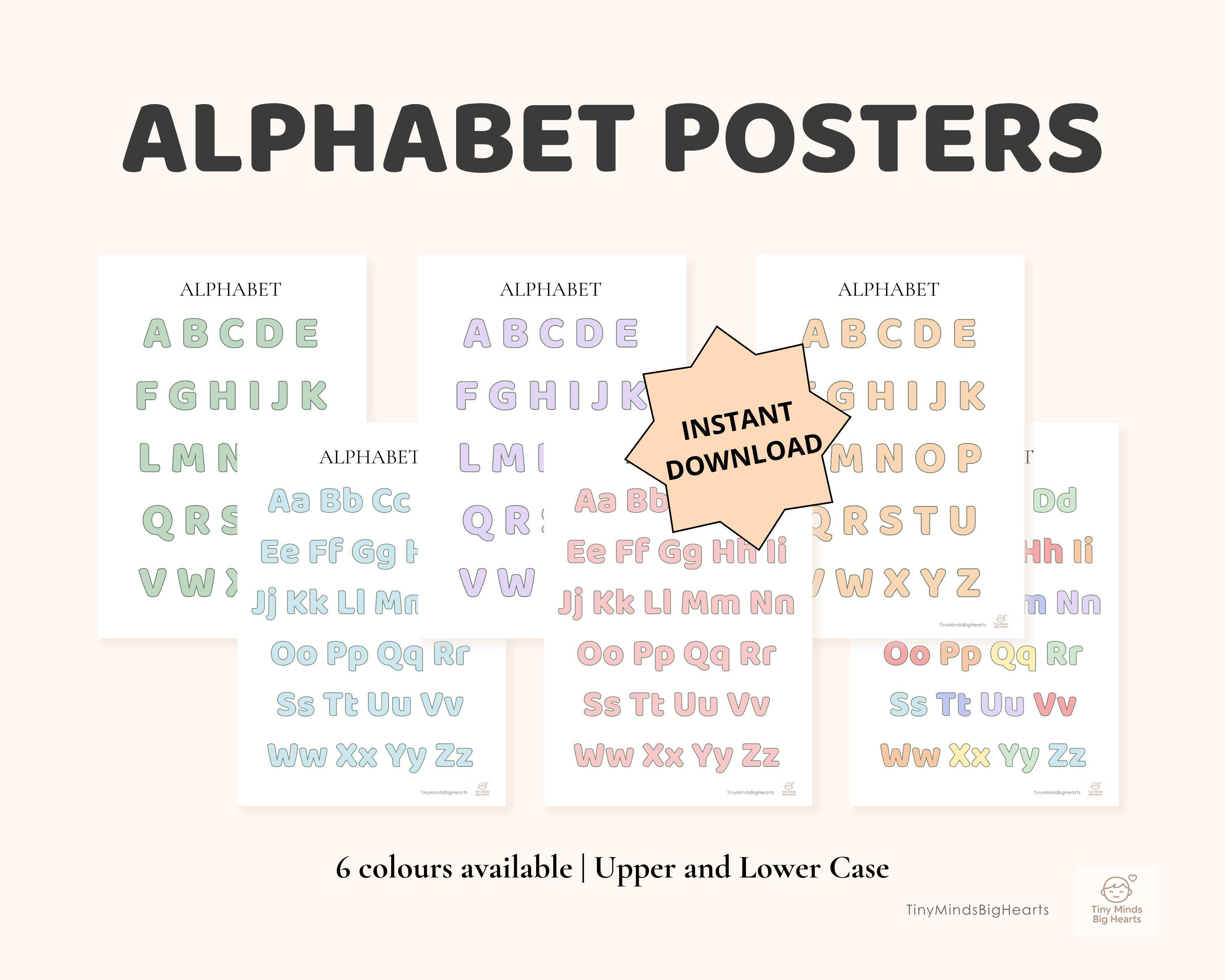 Alphabet Poster Printable | Uppercase & Lowercase ABC Chart | Pastel ...