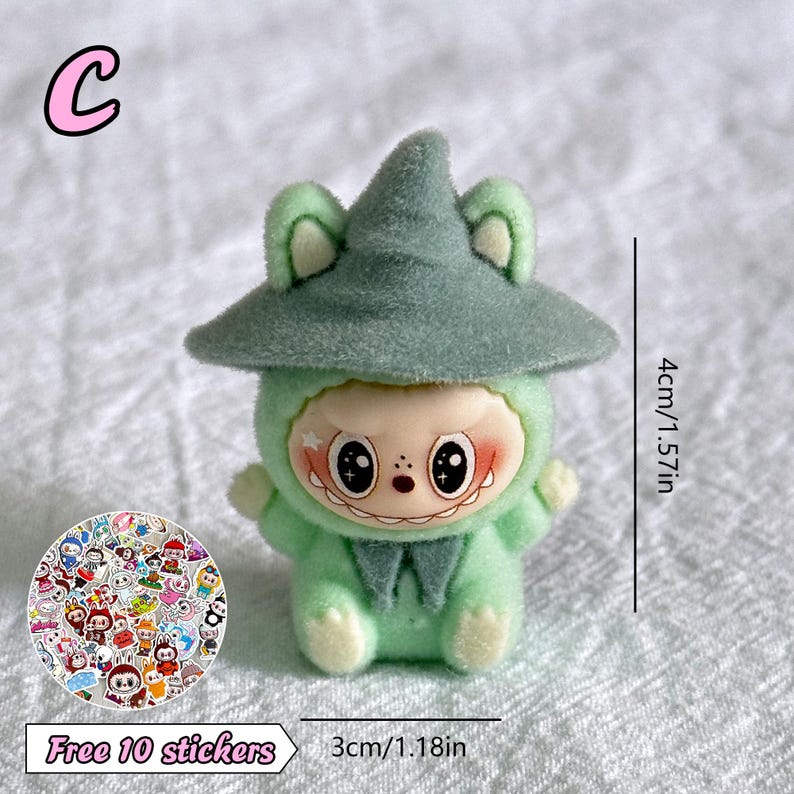 Mini Adorable Resin Labubu Desk Decor,dopamine Colors,flocking Labubu ...