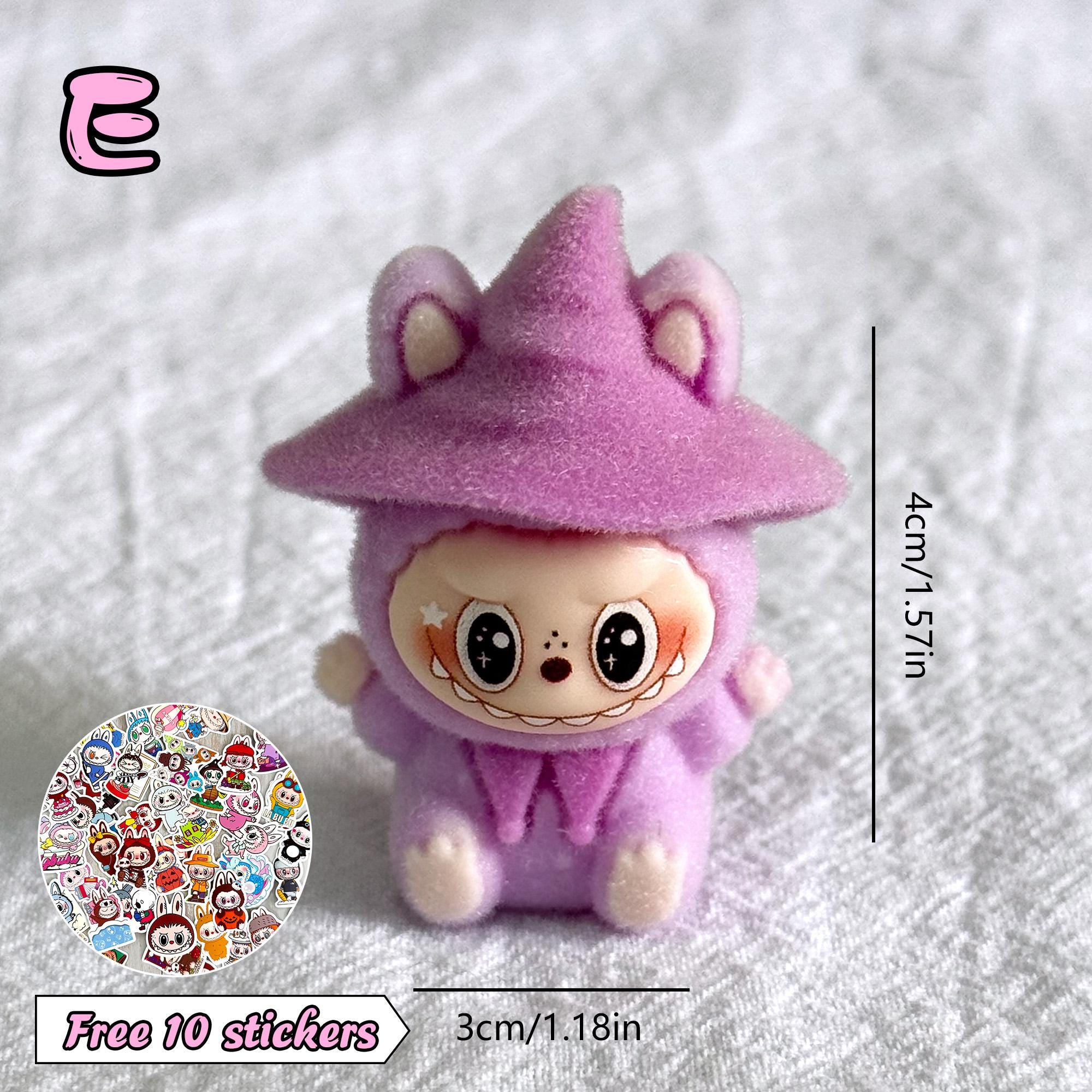 Mini Adorable Resin Labubu Desk Decor,dopamine Colors,flocking Labubu ...