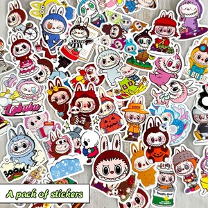Mini Adorable Resin Labubu Desk Decor,dopamine Colors,flocking Labubu ...