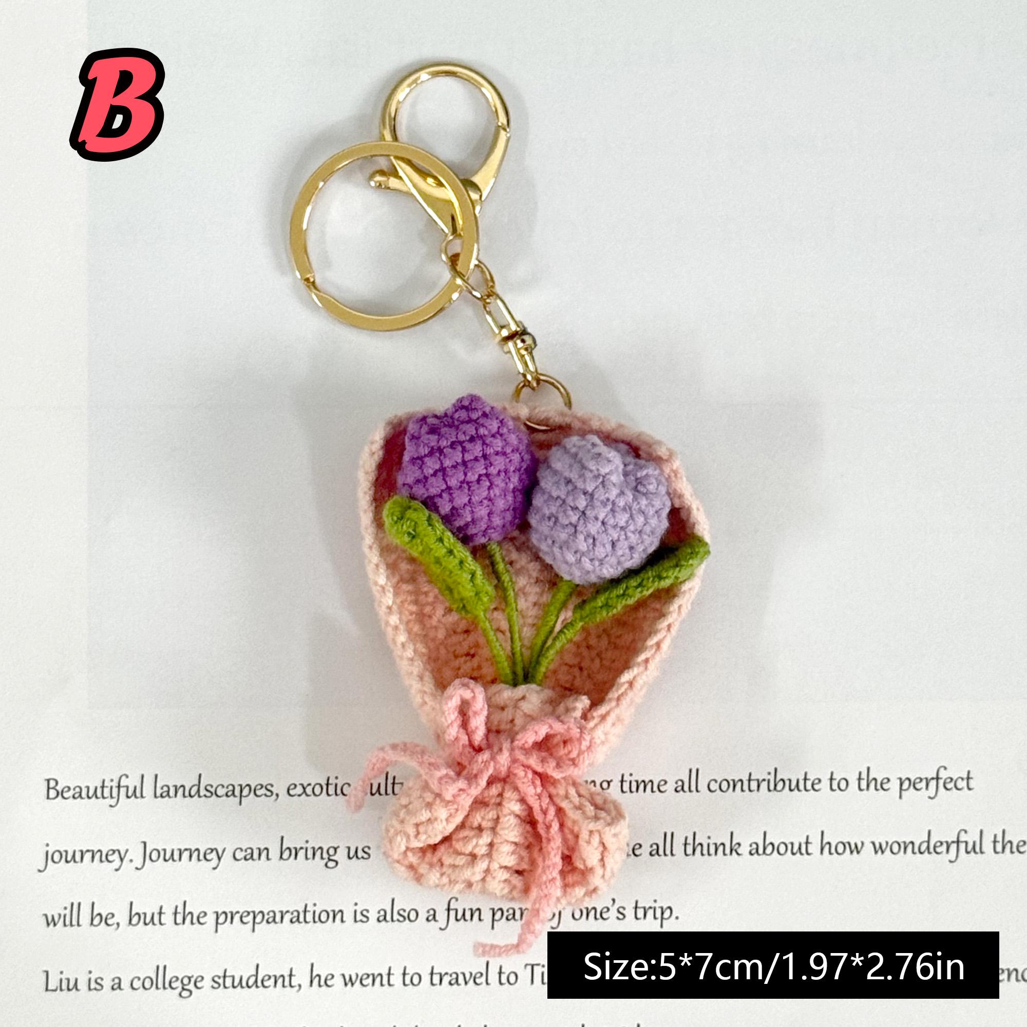 Adorable Hand - Crocheted Mini Flower Bouquet Key Rings for Gifts ...