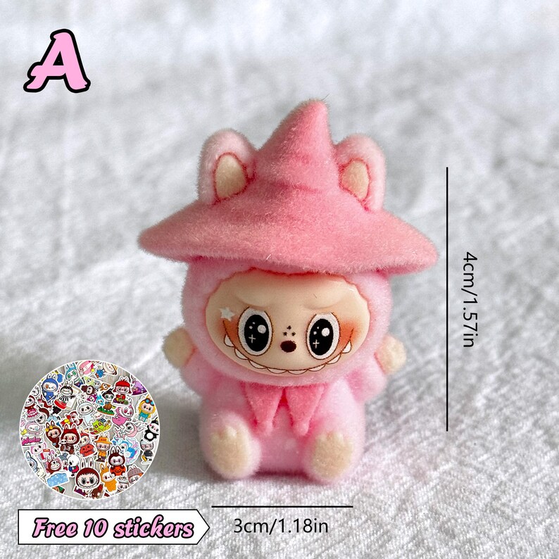 Mini Adorable Resin Labubu Desk Decor,dopamine Colors,flocking Labubu ...