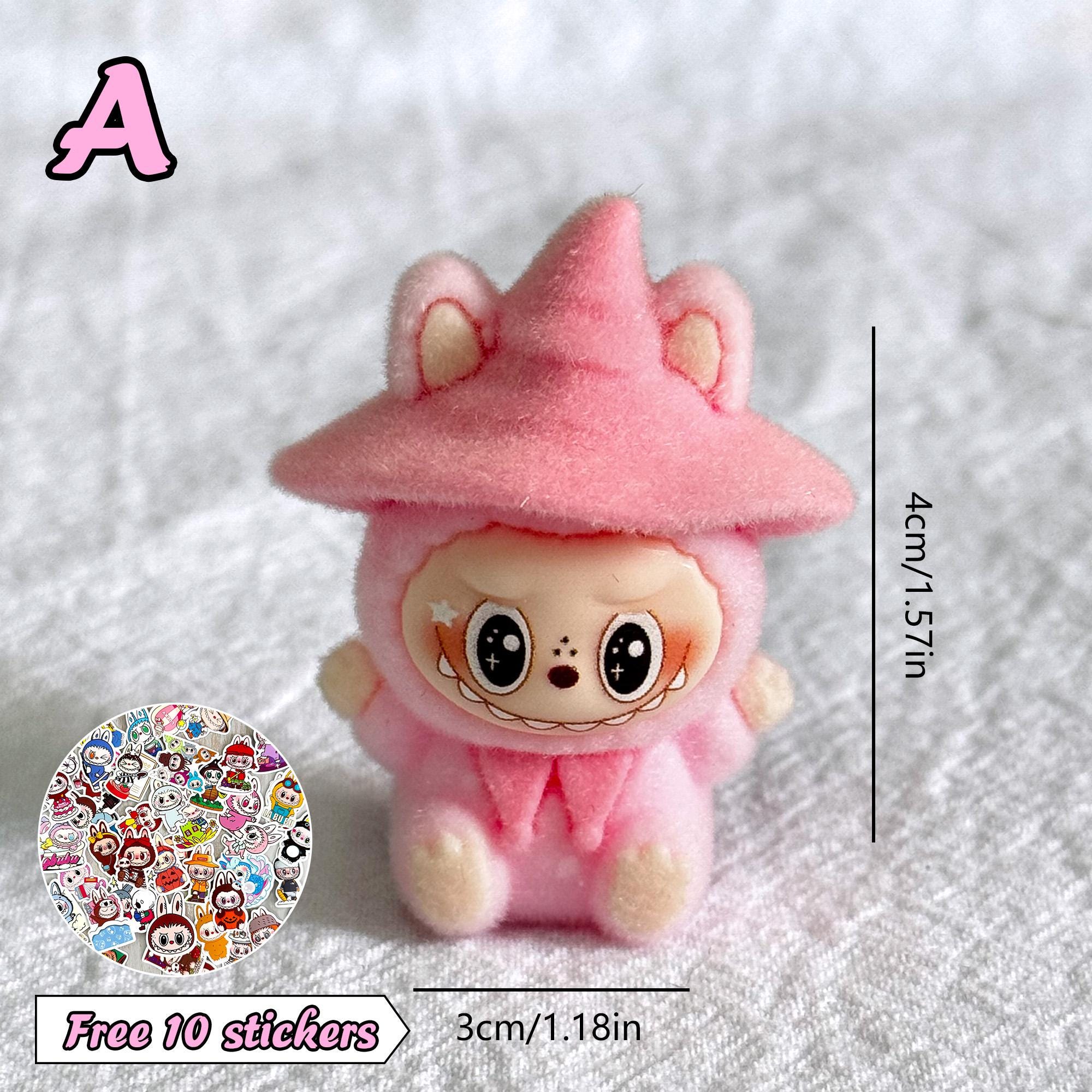 Mini Adorable Resin Labubu Desk Decor,dopamine Colors,flocking Labubu ...