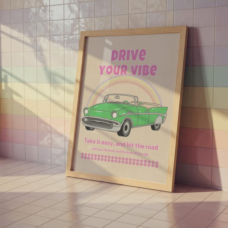 Vintage Car Travel Poster Printable - Retro Inspirational Wall Art ...