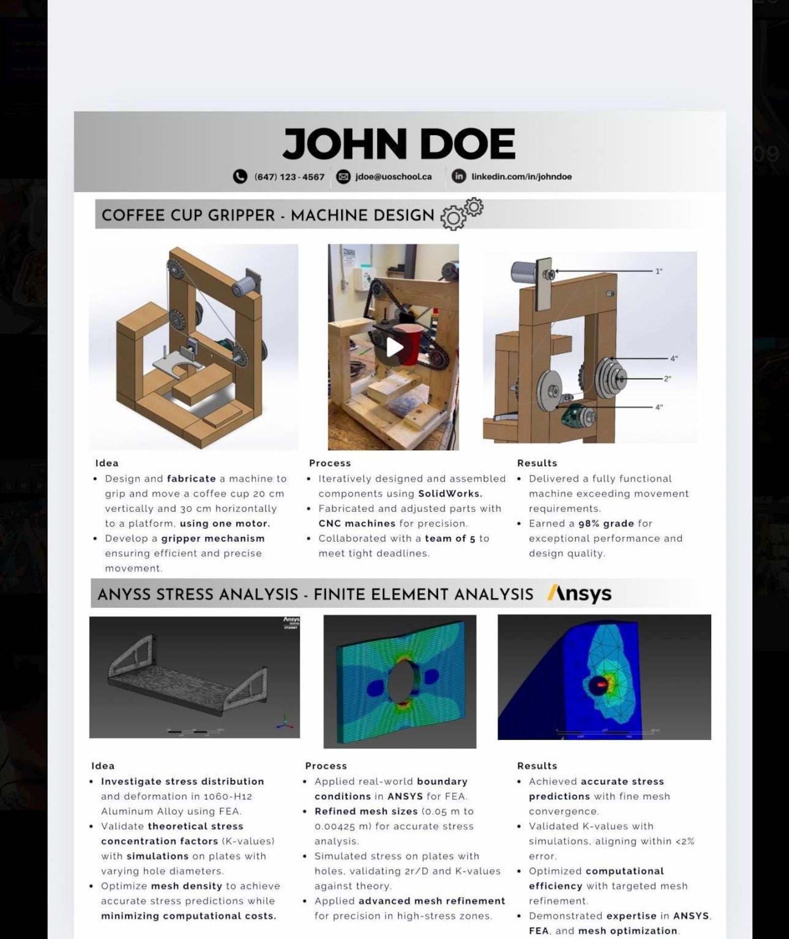 Editable Engineering Student Portfolio Resume | Engineering Project ...