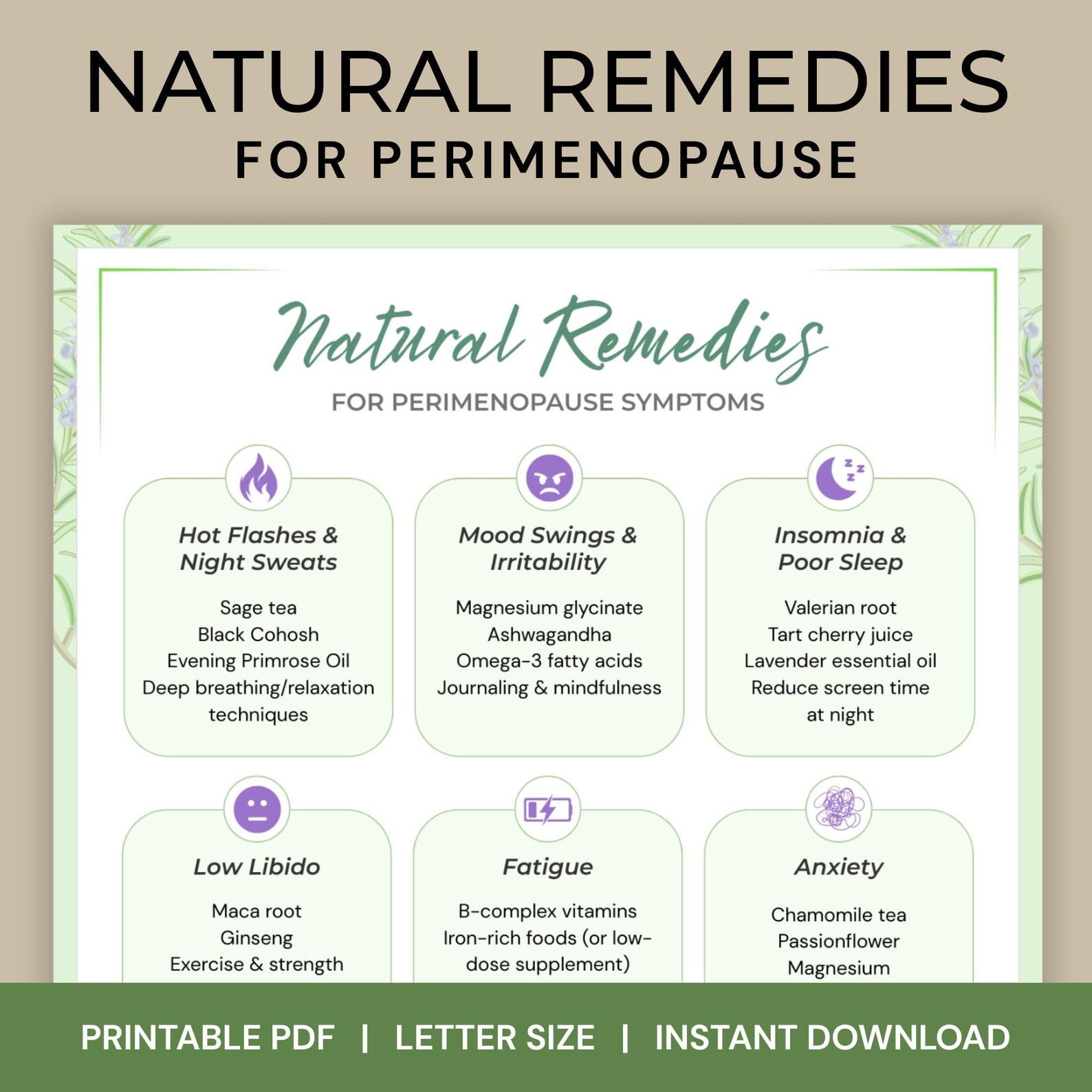 Menopause Remedies Printable PDF: Natural Relief for Perimenopause ...