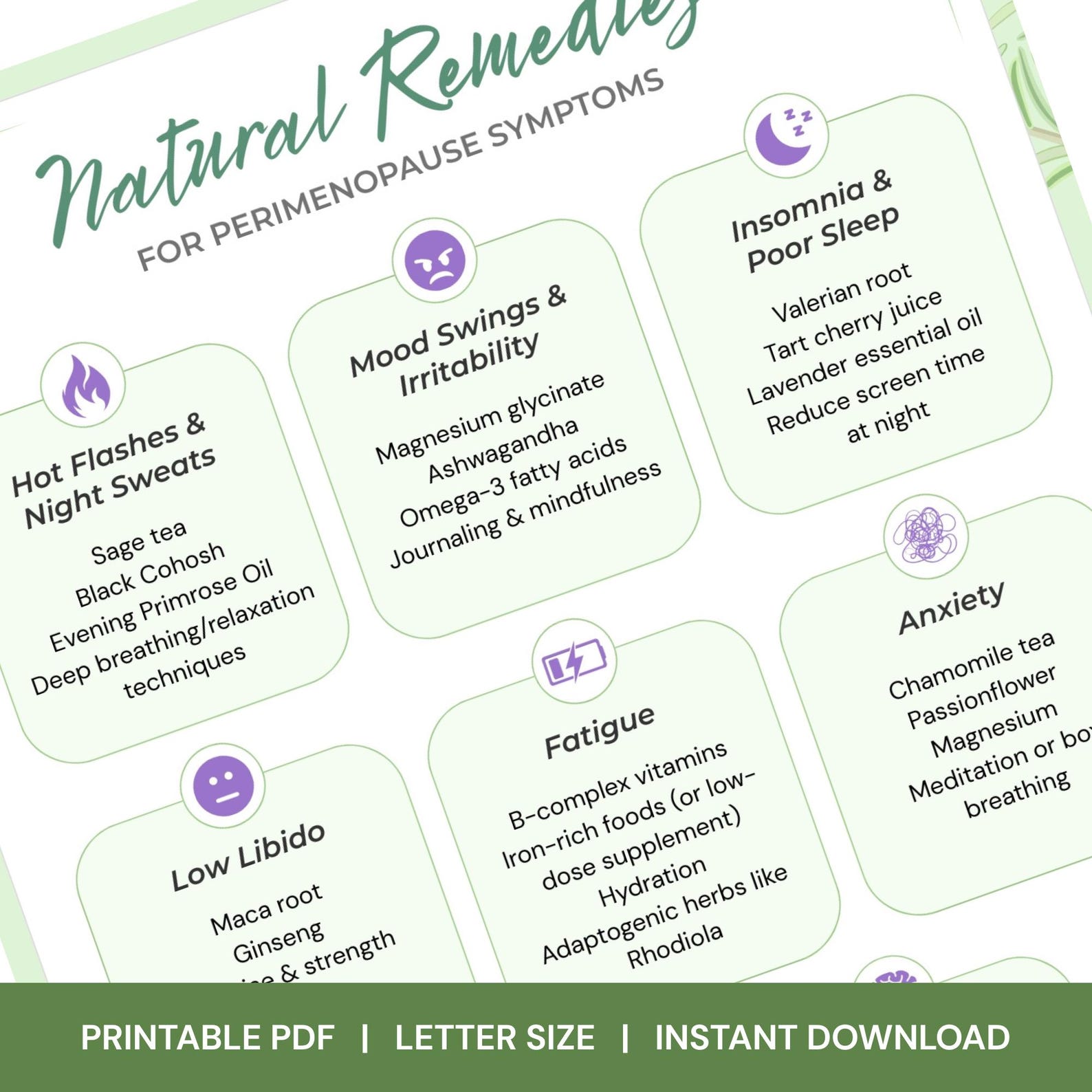 Menopause Remedies Printable PDF: Natural Relief for Perimenopause ...