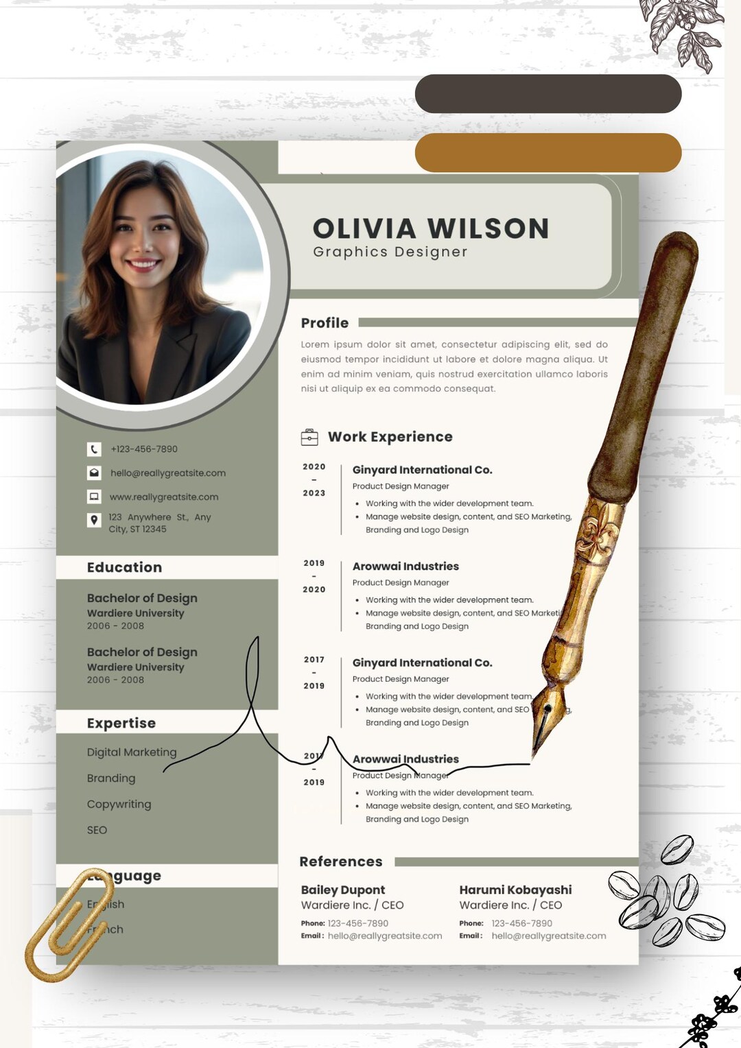 Canva Resume Template – Modern CV, Aesthetic Editable Download, Instant ...